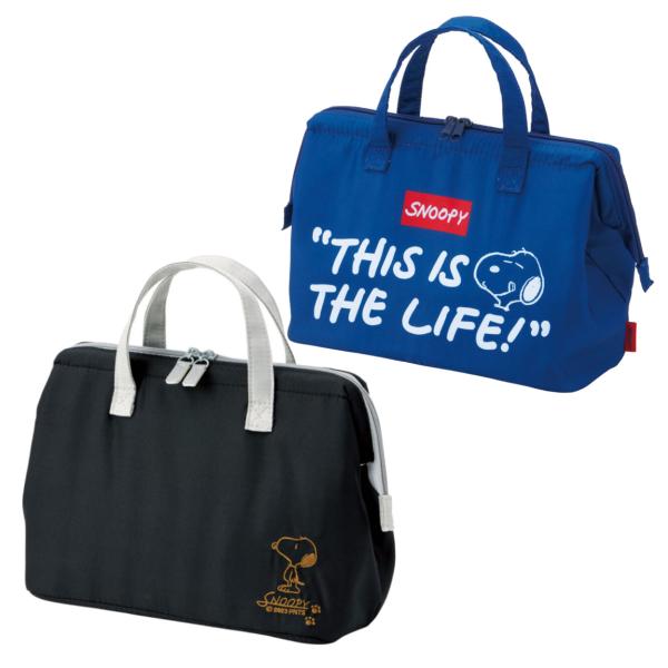 サイズ/約幅26×奥行13×高さ19cm※持ち手含まず内容量/1個材質/表地・持ち手：ポリエステル裏地：アルミ蒸着フィルム種類/SNOOPYネイビー、SNOOPYゴールド生産国/中国製●スヌーピーのがま口タイプの保冷ランチバッグです。●マチ...