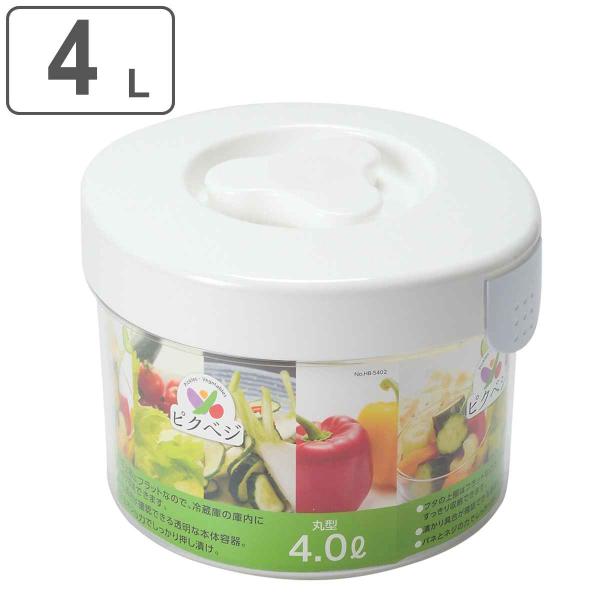 サイズ/約幅23×奥行21.5×高さ17.5cm重量/約650g容量/約4L内容量/1個材質/容器・蓋：ポリスチレンつまみ・軸・押し板：ポリプロピレンフック：AS樹脂バネ：ステンレス鋼生産国/日本製パーツ別耐熱温度/容器・蓋：70度、つまみ...