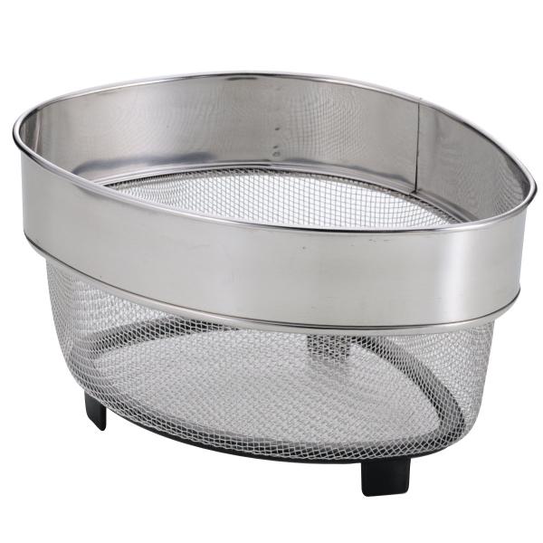 サイズ/約幅21.5×奥行15.5×高さ13cmザルの深さ：約11cm重量/約170g内容量/1個材質/枠・網：ステンレス鋼脚：ABS樹脂生産国/中国製●抗菌性に優れたステンレス製の三角コーナーです。●調理中に出る生ごみなどの収納、水切りに...