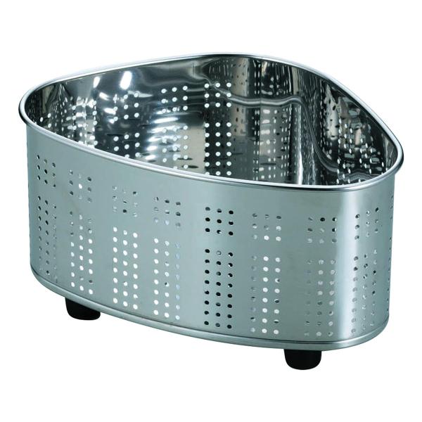 サイズ/約幅17×奥行12×高さ9.5cm重量/約154g内容量/1個材質/本体：ステンレス鋼足：合成ゴム生産国/日本製●シンク内のコーナーにスッキリ収まる形状のミニ三角コーナーです。●汚れにくく、丈夫で衛生的な抗菌ステンレス製です。●ゴム...