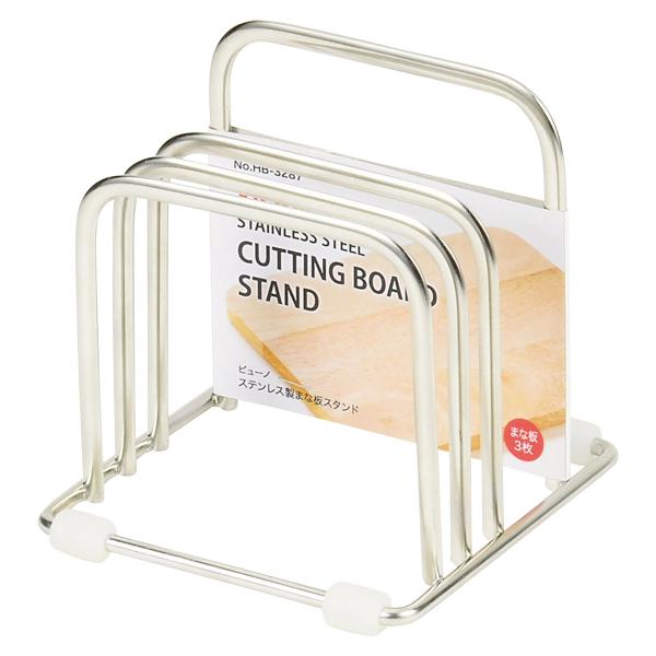 サイズ/約幅12.5×奥行13×高さ12cm重量/約216g内容量/1個材質/本体：ステンレス鋼すべり止め：シリコーンゴム生産国/中国製●厚さの違うまな板が3枚収納できるまな板スタンドです。●厚さ約3cm以下のまな板1枚と厚さ1cm以下のま...