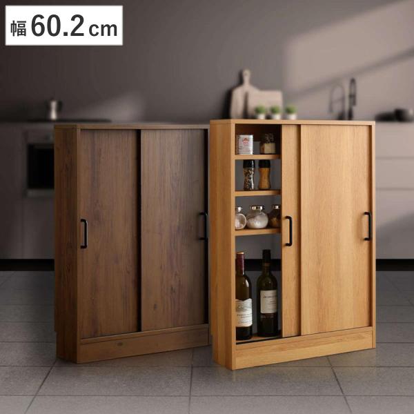 サイズ/約幅60.2×奥行16.1×高さ85cm重量/約11kg内容量/1台付属品：可動棚板2枚材質/プリント紙化粧繊維板種類/ウォールナット、シャビーオーク耐荷重/底板：3kg天板耐荷重/5kg棚板1枚あたり耐荷重/3kg組立状態/お客様...