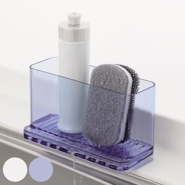 サイズ/約幅20×奥行8.5×高さ11.5cm重量/約281g内容量/1個材質/スポンジラック：アクリル樹脂、吸着盤：塩化ビニル種類/クリア、ブルー生産国/日本製パーツ別耐熱温度/アクリル樹脂：80度●スッキリとしたデザインのアクリル製小物...