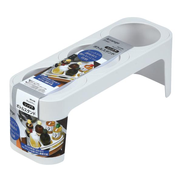 サイズ/約幅11×奥行32×高さ11.5cm重量/約140g内容量/1個材質/ポリプロピレン生産国/日本製耐熱温度/100度●シンク下のボトル類をスッキリ片付けるスタンドです。●ボトルの形状に合わせられるアタッチメント付きです。キッチン 収...