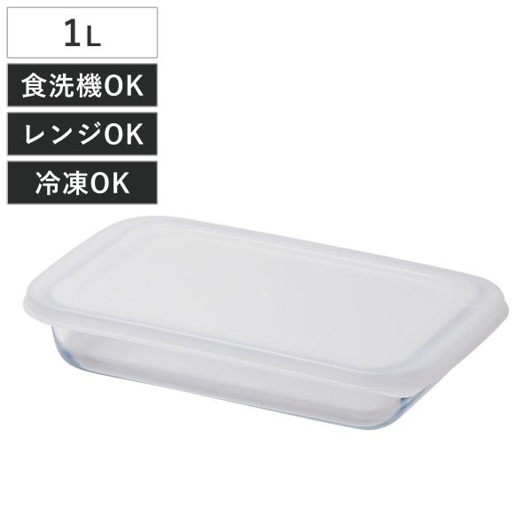 サイズ/約幅27×奥行16×高さ5cm容量/約1L内容量/1個材質/本体：ガラスふた：ポリプロピレン生産国/中国製パーツ別耐熱温度/ふた：80度パーツ別耐冷温度/ふた：-20度耐熱温度差/120食器洗い乾燥機/使用可能電子レンジ/ふたを外し...