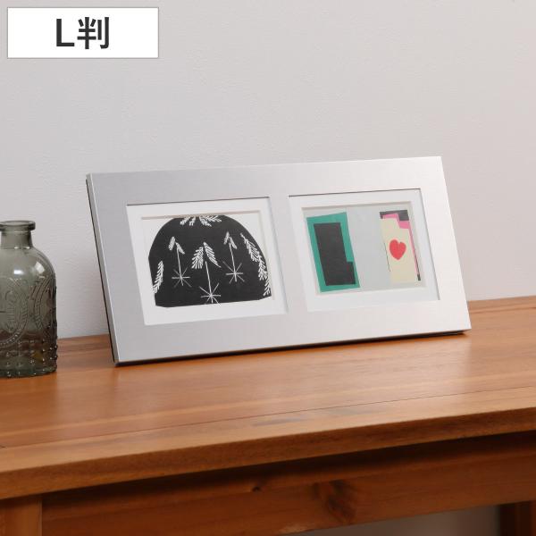 サイズ/約横37.5×縦17cmフレーム厚さ：約1.5cm【対応サイズ】L判サイズ×2枚重量/約600g内容量/1個材質/アルミ・ガラス生産国/中国製●アルミフレームがスタイリッシュな、置き・掛け両用フォトフレームです。●対応フォトサイズは...