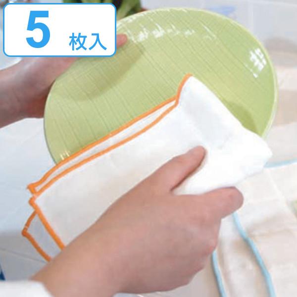 サイズ/約横35×縦25cm内容量/5枚入り（各色1枚）材質/綿100％生産国/中国製●丈夫な綿ガーゼを数枚重ねているので破れにくく丈夫です。●フチを５色別々で分けていますので用途別に使い分けが出来ます。●漂白剤にも強く、吸水性が優れていま...