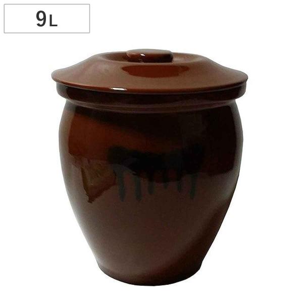 サイズ/外寸：約高さ32cm直径：約28cm内寸：約高さ27.5cm内径：約23cm容量/約9L内容量/1個材質/陶器生産国/中国製●味わい深く、昔ながらのフォルムと色合いの趣きのある丸かめです。●ぬか漬けや味噌作り、梅干作りの容器としてご...
