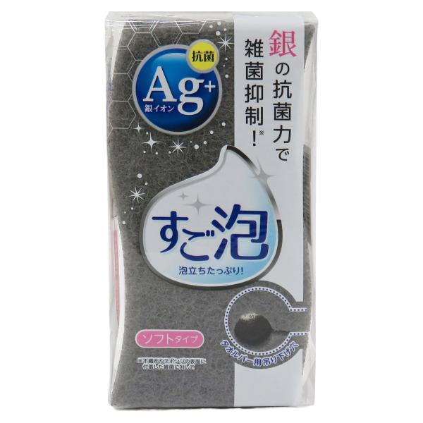 サイズ/約幅8.3×奥行4.5×高さ15.8cm内容量/1個材質/不織布：ナイロンスポンジ：ポリウレタン生産国/日本製●2層の脱膜スポンジと複数の貫通穴が空気を取り込み、すばやく泡立ちます。●銀の抗菌力で雑菌を抑制します。●スリット付きなの...