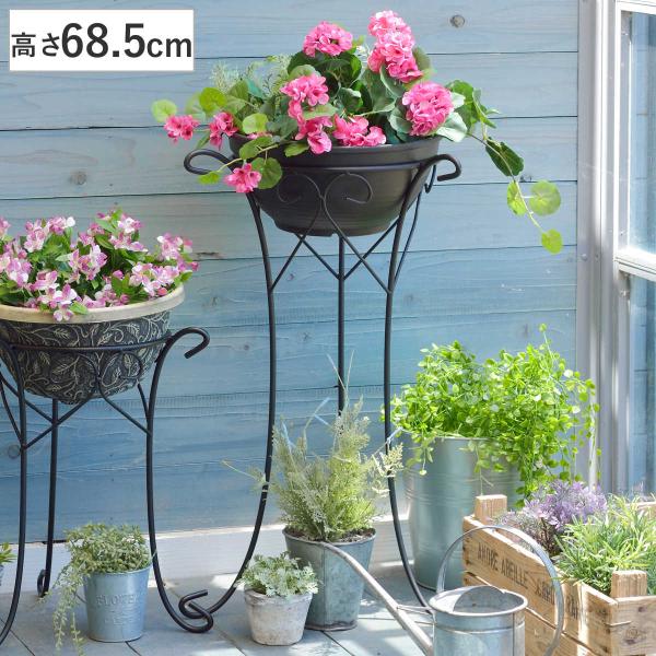 サイズ/約幅42×奥行41×高さ68.5cm内径：約30cm重量/約2.6kg内容量/1個材質/本体：スチール表面処理：焼付塗装対応サイズ/製品により異なりますが10号前後になります（丸鉢、長鉢対応）●スチールを使用した頑丈でおしゃれなフラ...