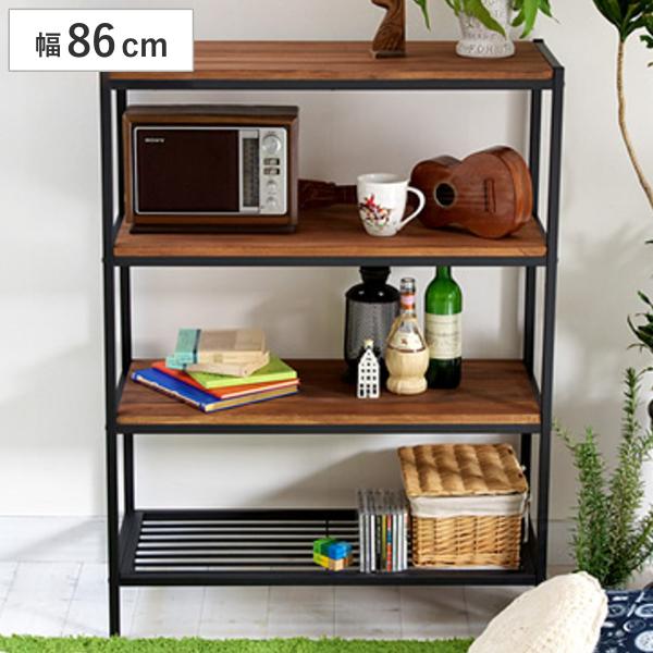 サイズ/約幅86×奥行38×高さ114.5cm重量/約17.6kg内容量/1台材質/パイン材（オイル塗装）、スチールパイプ（粉体塗装）生産国/中国製アジャスター/付き組立状態/お客様組立品●天然木×アイアンのレトロモダンな4段シェルフ奥行3...