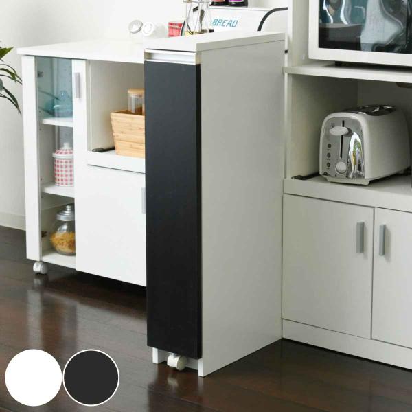 サイズ/約幅18×奥行39.5×高さ90cm内容量/1台材質/本体：プリント紙化粧合板天板・前板・スライド棚：合成樹脂化粧合板（PVC）種類/ダークブラウン、ホワイト生産国/中国製キャスター/付き組立状態/お客様組立品●横幅18cmのスリム...