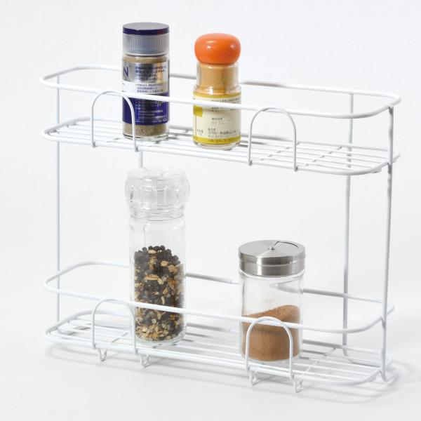 サイズ/約幅27×奥行9×高さ21cm内容量/1個材質/鉄（エポキシ樹脂塗装）生産国/中国製耐荷重/上段：約1kg下段：約2kg●スリムタイプでコンロ周りに置きやすいスパイスラックです。●文具や小物などをまとめるのもおすすめです。●キッチン...