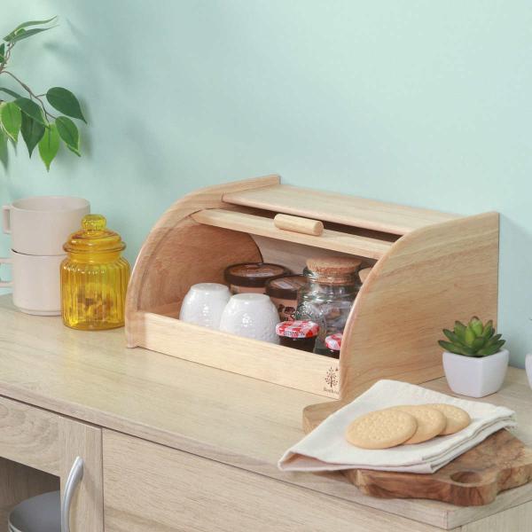 サイズ/約幅33×奥行23×高さ16cm重量/約1.3kg内容量/1個材質/天然木（ラバーウッド・ラッカー塗装）生産国/ベトナム製●シンプルで使いやすい木製のブレッドケースです。ホコリを防ぎ、ごちゃつきがちなキッチンのパン類をすっきりまとめ...