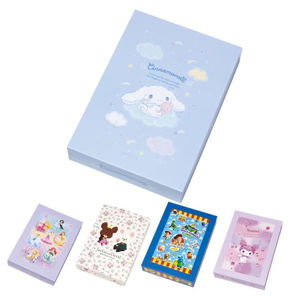 サイズ/フタを閉めたサイズ：24×34×6.8cmフタと本体を並列したサイズ：47.5×34×6.8cm内容量/1個材質/厚紙種類/クロミ、シナモロール、ディズニープリンセス、トイストーリー、くまのがっこう生産国/中国製●フタ部分と底部分の...