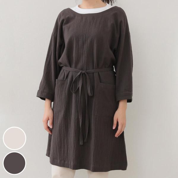 サイズ/着丈95cm内容量/1枚材質/綿80％、麻20％（薄手）ウォッシュド加工種類/キナリ、チャコール生産国/インド製●腰紐の着脱で2つのスタイルが楽しめて、ワンピースのようにカジュアルに着られる七分袖カッポウギです。●カッポウギは上半身...