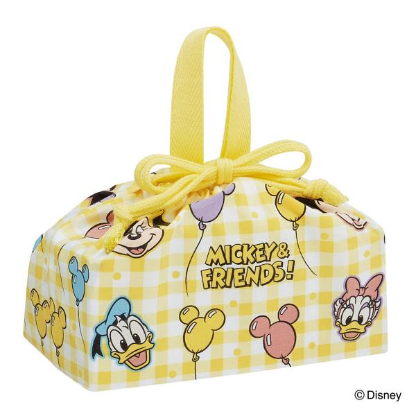 サイズ/約幅29×奥行16.5×高さ12cm内容量/1枚材質/綿100％生産国/日本製●お弁当箱を入れるのに便利なミッキー＆フレンズのランチ巾着です。●安定感のあるマチ付きです。●小物入れとしてもご利用いただけます。弁当箱 弁当 給食 袋 ...
