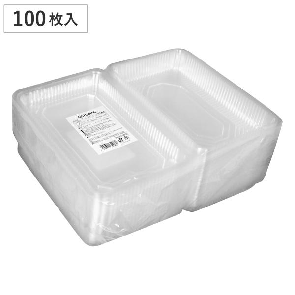 サイズ/約幅22.2×奥行14.3×高さ4.5cm内容量/100枚材質/ポリスチレン生産国/日本製耐熱温度/80度●行楽のランチ容器やお惣菜の保存におすすめなフードパックです。●Lサイズです。●100枚入りです。弁当箱 角型 ランチボックス...