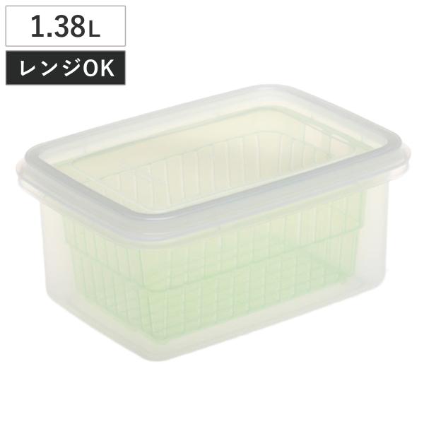 サイズ/約幅13.7×奥行19×高さ9cm容量/約1.38L内容量/1個材質/本体・ザル：ポリプロピレンフタ：ポリエチレン生産国/日本製パーツ別耐熱温度/120パーツ別耐冷温度/-20電子レンジ/ふたを外して使用可能●食材の水切りができるザ...