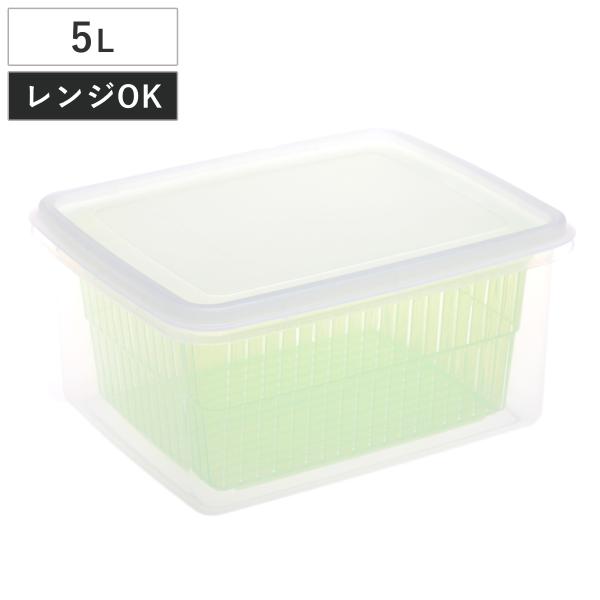 サイズ/約幅21.3×奥行26.3×高さ13cm容量/約5L内容量/1個材質/本体・ザル：ポリプロピレンフタ：ポリエチレン生産国/日本製パーツ別耐熱温度/120パーツ別耐冷温度/-20電子レンジ/ふたを外して使用可能●食材の水切りができるザ...