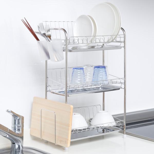 サイズ/約幅39×奥行23×高さ56cm（水切りポケットを含まず）重量/約1.8kg内容量/1個材質/サイドフレーム・水切りカゴ・トレー・まな板受け：ステンレス鋼水切りポケット：ポリプロピレン保護キャップ：塩化ビニル樹脂生産国/中国製パーツ...