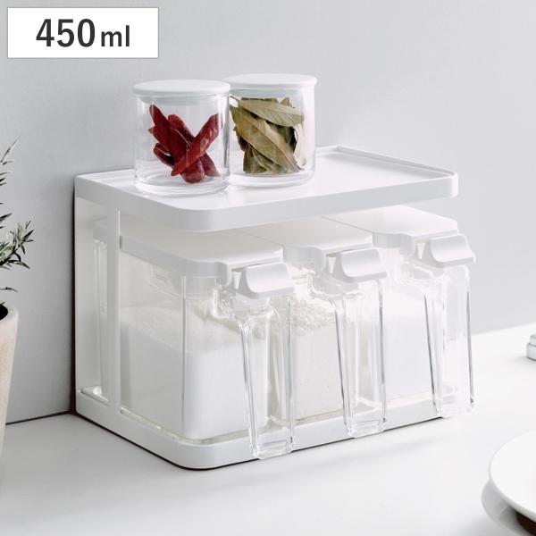 サイズ/約幅18.9×奥行16.1×高さ13.7cm容量/約450ml内容量/ポット3個付属品：ラック材質/【ラック】フレーム：鉄（樹脂コーティング）・ラバーマグネットトレー：ポリスチレンスベリ止め（底部）：EVA樹脂スベリ止め（背面）：ポ...