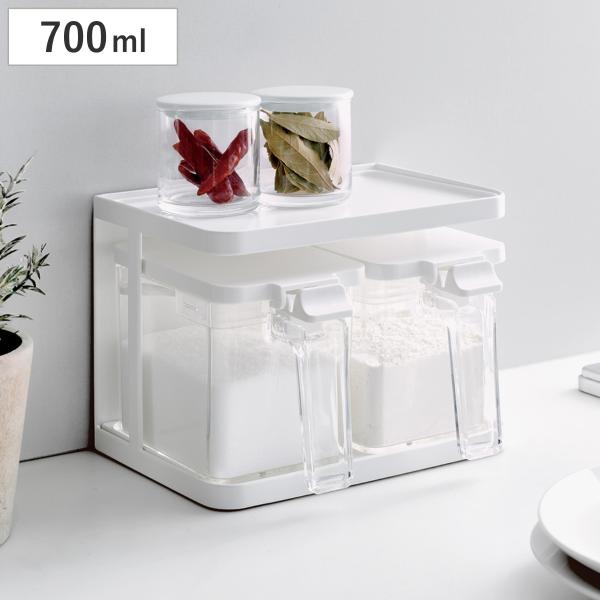 サイズ/約幅18.9×奥行16.1×高さ13.7cm容量/約700ml内容量/ポット2個付属品：ラック材質/【ラック】フレーム：鉄（樹脂コーティング）・ラバーマグネットトレー：ポリスチレンスベリ止め（底部）：EVA樹脂スベリ止め（背面）：ポ...