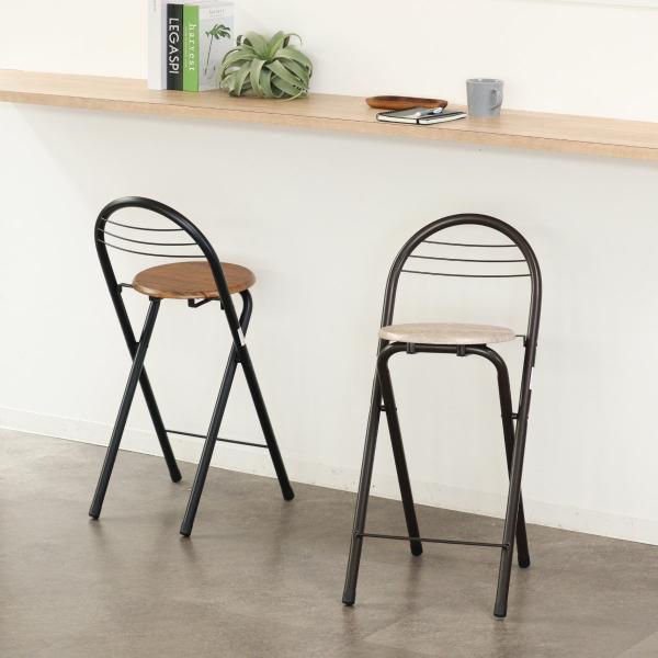 サイズ/約幅36×奥行43.5×高さ81cm座面高：約58cm折りたたみ時：約幅36×奥行8×高さ91cm重量/約2.8kg内容量/1脚材質/座板：MDF（15mm厚）、PVC貼りフレーム：スチール（直径25.4mm）、粉体塗装種類/ブラッ...