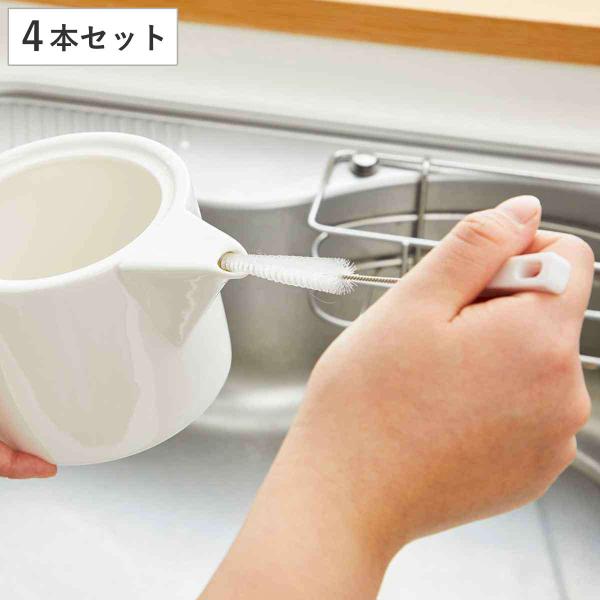 サイズ/約幅7×奥行3×高さ24.5cm重量/約30g内容量/4本セット（大・中・小・極小ブラシ）材質/柄：ABS樹脂軸：ステンレスブラシ：ナイロン生産国/中国製耐熱温度/80度●細かな部分の掃除にピッタリのブラシ4本セットです。●大、中、...