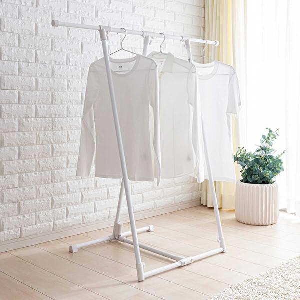 サイズ/使用時：約幅65〜108×奥行58×高さ114cm収納時：約幅65×奥行7×高さ117cm重量/約1.8kg内容量/1台材質/樹脂コーティングスチールパイプ（直径：2.2／1.9cm）成型部分：ABS樹脂ネジ類：スチール（メッキ）生...