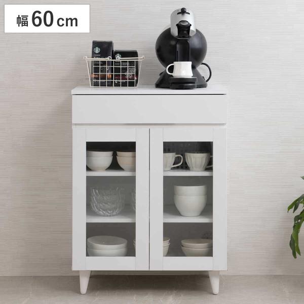 サイズ/約幅60×奥行40×高さ80cm重量/約23kg内容量/1台付属品：可動棚2枚材質/本体：強化プリント紙化粧繊維板脚部：天然木ラバーウッド生産国/中国製引き出し/1杯天板耐荷重/20kg棚板1枚あたり耐荷重/5kg組立状態/お客様組...