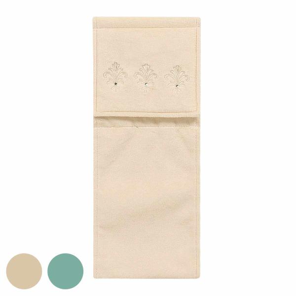 サイズ/内容量/1個材質/表生地：パイル／綿地糸／ポリエステル（ラインストーン付）種類/ベージュ、グリーン生産国/中国製洗濯/洗濯機使用可能乾燥機/使用不可●紋章のようなエレガントな刺繍を施したペーパーホルダーカバーです。●落ち着いたデザイ...