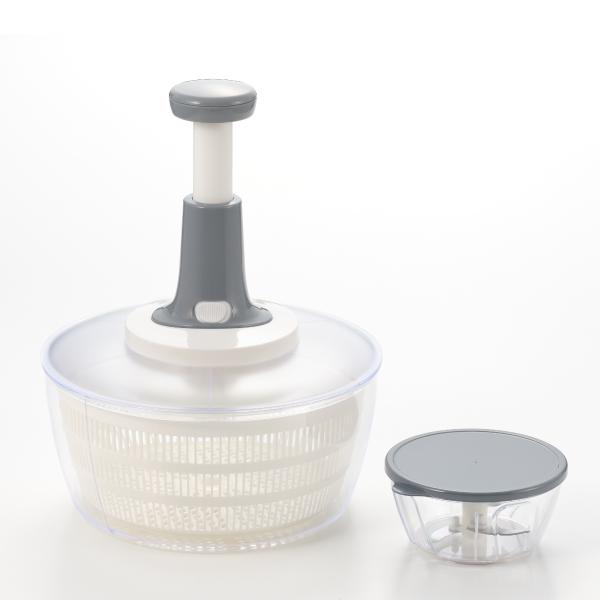 サイズ/サラダスピナー：直径24.5×高さ31.5cm、収納時高さ：24.8cmフードプロセッサー：直径12.5×高さ24.8cm収納時高さ：18.2cm530mlフードプロセッサー容器(フタ使用時)：全幅14.1×直径13×深さ6×高さ6...