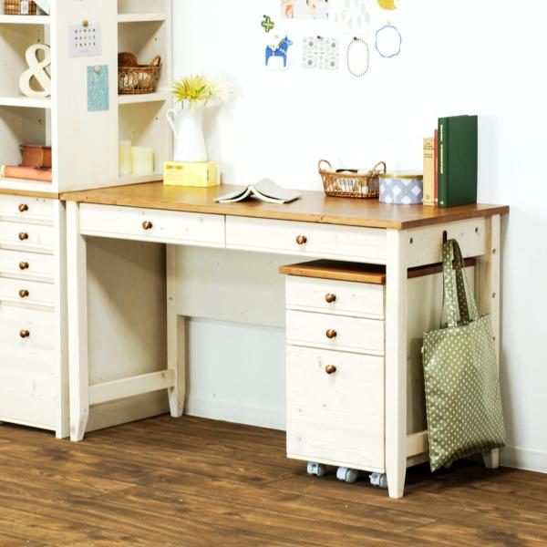 サイズ/約幅120×奥行50×高さ72cm重量/約23.5kg内容量/1台材質/天板・脚：パイン材無垢・ウレタン塗装本体側面・背面：プリント生産国/ベトナム製引き出し/2杯組立状態/お客様組立品梱包サイズ/幅125×奥行58×高さ26cmお...