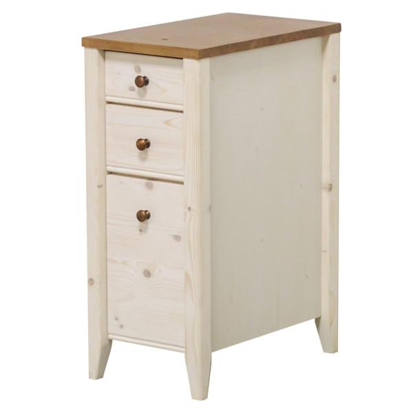 サイズ/約幅30×奥行50×高さ72cm重量/約19.5kg内容量/1台材質/天板・前板：パイン材・ウレタン塗装本体側面・背面：プリント生産国/ベトナム製引き出し段数/3段引き出し1段あたり耐荷重/浅型：約1kg、深型：約5kg天板耐荷重/...