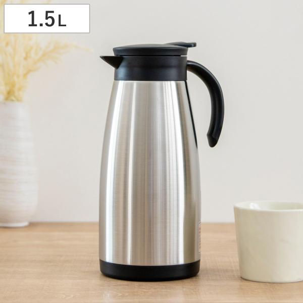 サイズ/約幅14.5×奥行11.5×高さ26cm重量/約639g容量/約1.5L内容量/1個材質/本体内側：18-8ステンレス鋼本体外側：ステンレス鋼口がね・ハンドル・ふた栓：ポリプロピレン開閉レバー：ABS樹脂パッキン：シリコーンゴム生産...