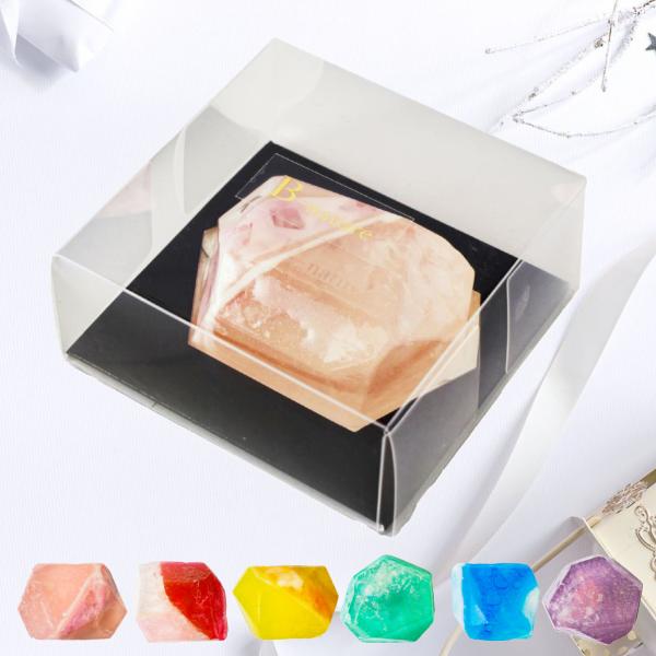 サイズ/ローズクォーツ・シトリン幅 6.8×奥行 5×高さ 2.5cmルビー・ヒスイ・サファイア・アメジスト幅 6.8×奥行 6×高さ 2.5cm重量/約60g内容量/1個成分/グリセリン、水、石ケン素地、PG、ソルビトール、ラウレス硫酸N...