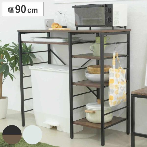 サイズ/約幅90×奥行40.5×高さ86cm内容量/1台付属品：可動棚大1枚、小3枚材質/本体：合成樹脂化粧繊維板（メラミン樹脂）フレーム：スチール（粉体塗装）種類/ブラック×ブラウン、ホワイト×ホワイトアジャスター/付き天板耐荷重/45k...