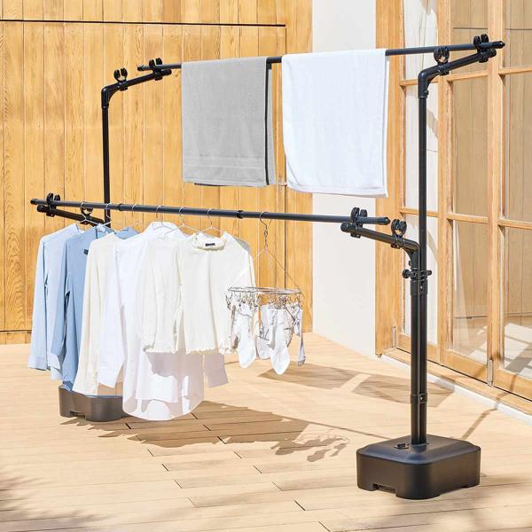サイズ/約幅35×奥行80×高さ107〜170cm内容量/1セット材質/本体：スチールパイプ粉体塗装樹脂部品：ポリプロピレン、ABS樹脂、ポリエチレン、シリコーンゴム金属部品：スチール（メッキ）、ステンレス耐荷重/30kg（片側方向使用時2...