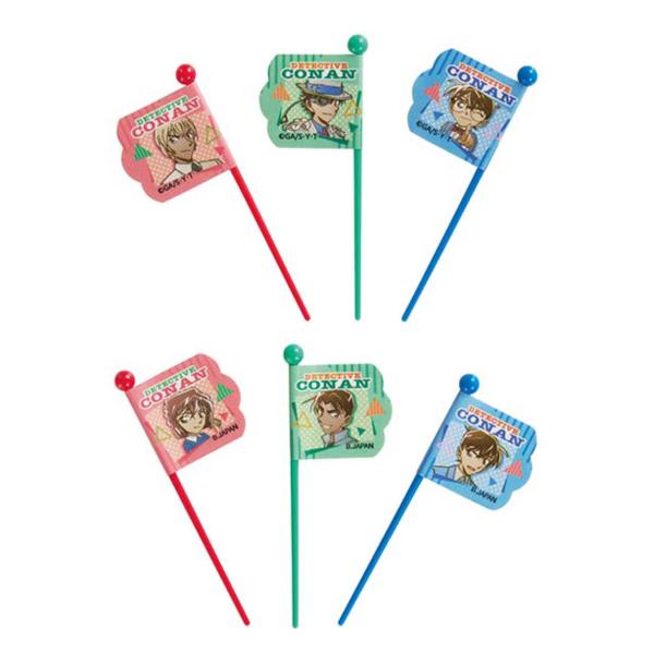 サイズ/約幅2.4×奥行6.7×高さ0.5cm重量/約11.8g内容量/12本入（3柄各4本）材質/ピック：ABS樹脂シール：ポリプロピレン生産国/日本製●幅広い世代に人気の「名探偵コナン」のお弁当用ピックです。●3柄それぞれの表と裏でキャ...