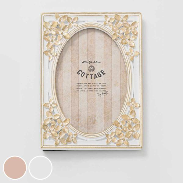 サイズ/約幅13.5×高さ18.5cm窓サイズ：約幅9.5×高さ14.5cm重量/約360g内容量/1個材質/レジン、ガラス種類/ピンク、ホワイト生産国/中国製●上品なアンティーク加工が写真をより魅力的に引き立てるフォトフレームです。●ギフ...