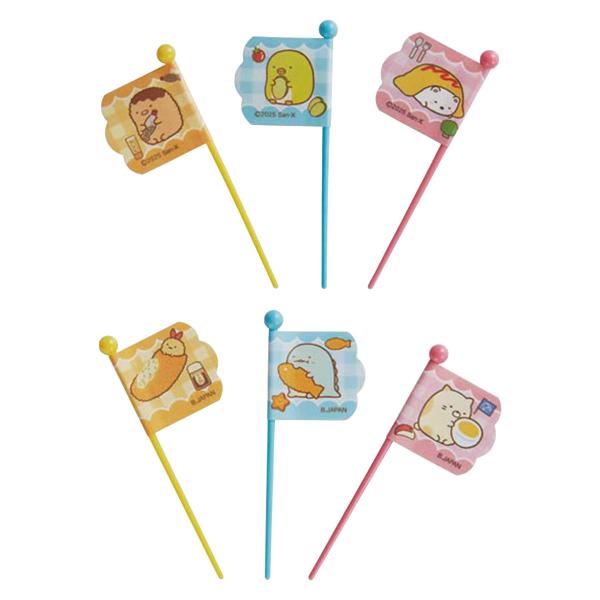 サイズ/約幅2.4×奥行0.5×高さ6.7cm底径：約3.8cm内容量/3柄各4本材質/シール：ポリプロピレンピック：ABS樹脂生産国/日本製電子レンジ/使用不可オーブン/使用不可●すみっコぐらしのお弁当用ピックです。●ミートボールやミニト...