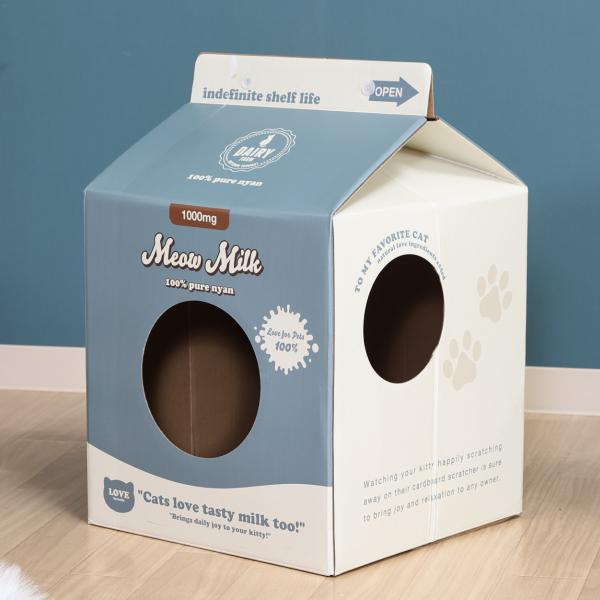 サイズ/約幅33×奥行33×高さ48.5cm重量/約0.8kg内容量/1個材質/ダンボール組立状態/お客様組立品●牛乳パック風のPOPなデザインの猫の爪とぎです。●かわいい見た目で機能抜群です。●穴があいており穴から顔を出したり、遊んだりす...