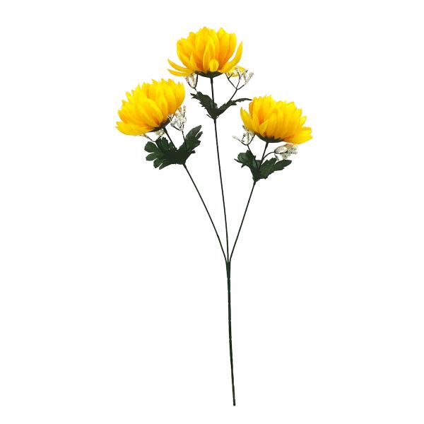 サイズ/約幅10×奥行5×高さ60cm重量/約35g内容量/1本材質/ポリエステル、ワイヤー、プラスチック種類/ホワイト、イエロー、パープル生産国/中国製●いつでも故人を美しく偲ぶことができる3付菊の造花です。●お花の枯れやすい夏の時期や、...