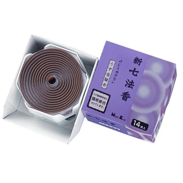 サイズ/約幅11.4×奥行5.4×高さ11.6cm重量：約215g（箱含む）内容量/1箱（14巻入）、簡易香台付材質/タブ粉、香料●けむりの少ない、渦巻きタイプのお線香です。●簡易香台付きです。●燃焼時間は約12時間です。供養 御霊前 御仏...