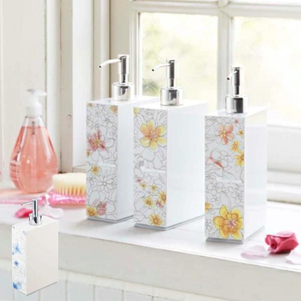 サイズ/約幅5.5×奥行11.5×高さ24cm重量/約340g容量/約550ml内容量/1個材質/本体、カバー：ABS樹脂ポンプ：ステンレスパイプ：ポリエチレン台座：エラストマー種類/イエロー、ブルー生産国/中国製耐熱温度/60度耐冷温度/...