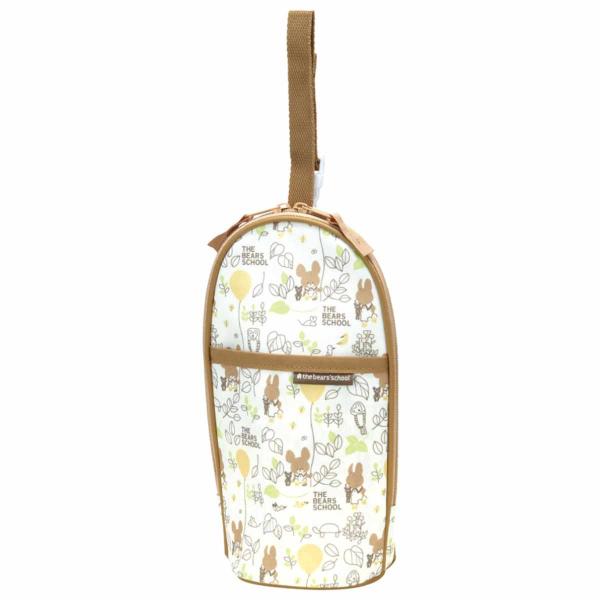 サイズ/約幅15×奥行9.5×高さ23cm※持ち手含まず内容量/1個材質/表地：ポリエステル持ち手・パイピング：ポリプロピレン内側：アルミ蒸着フィルム生産国/中国製洗濯/不可●機能性だけでなく、くまのがっこうの愛らしいデザインも楽しめる吸水...