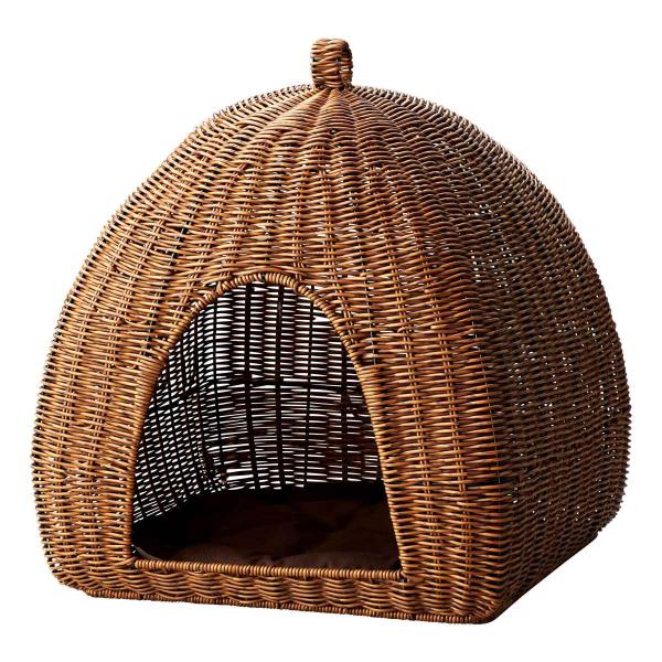 サイズ/約幅35×奥行35×高さ42cm内容量/1個付属品：クッション材質/PPラタン生産国/中国製●コロンとまるいフォルムがかわいいペット用バスケットです。●穴のように囲まれた空間は、わんちゃんやネコちゃんが本能的に落ち着きます。●快適に...