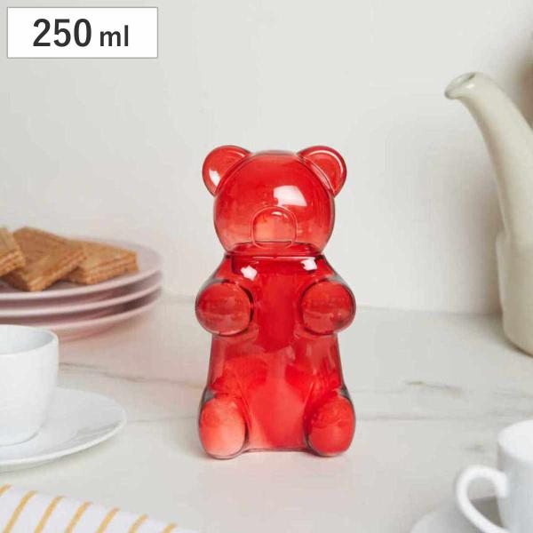 サイズ/約幅8×奥行6×高さ15cm容量/約250ml内容量/1個材質/ホウケイ酸ガラス生産国/中国製●ガラスで作られた大きなグミベア型の調味料入れです。●頭がフタになっており、中身が透けて見えるデザインです。●置くだけでキッチンやテーブル...