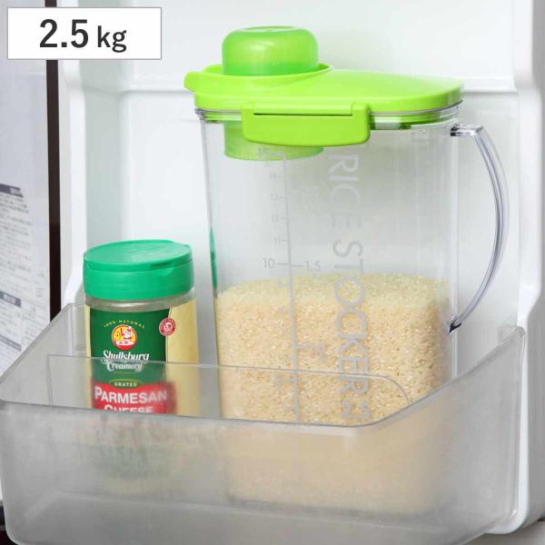 サイズ/約幅17.7×奥行11×高さ30.2cm容量/約2.7L米収納量：約2.5kg内容量/1個材質/フタ・本体：メタクリル樹脂中栓：ポリプロピレン止具：ABS樹脂パッキン：シリコン樹脂生産国/日本製パーツ別耐熱温度/フタ・本体：100度...